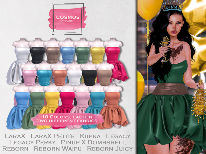 Second Life Marketplace - [COSMOS] Maren Mini Dress / 20 Colors Fatpack